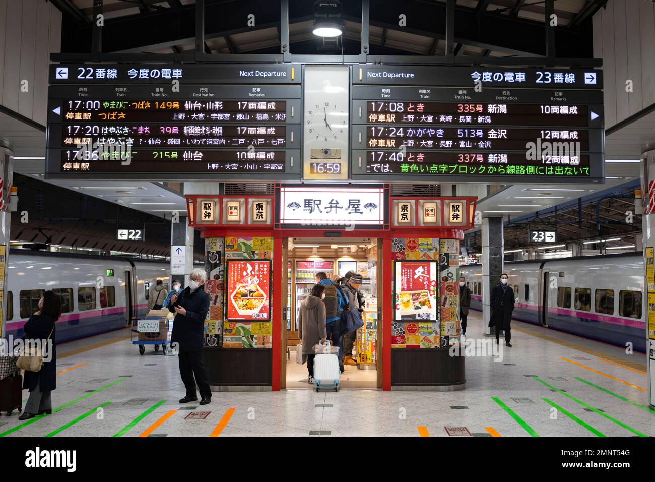 Tokyo, Japan. 27th Jan, 2023. Commuters and passengers wait on the ...