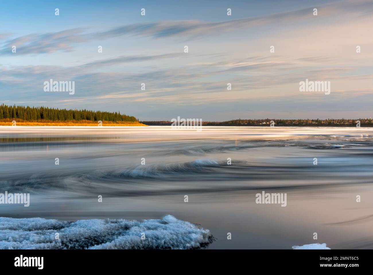 The movement of water on the reverse course twists the ice against the ...