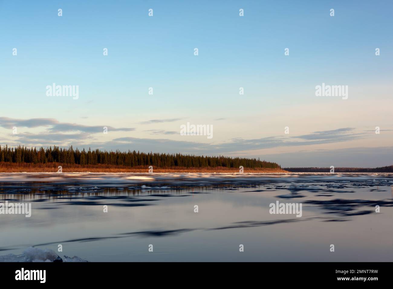 The movement of the flow of water with ice on the ice drift of the ...