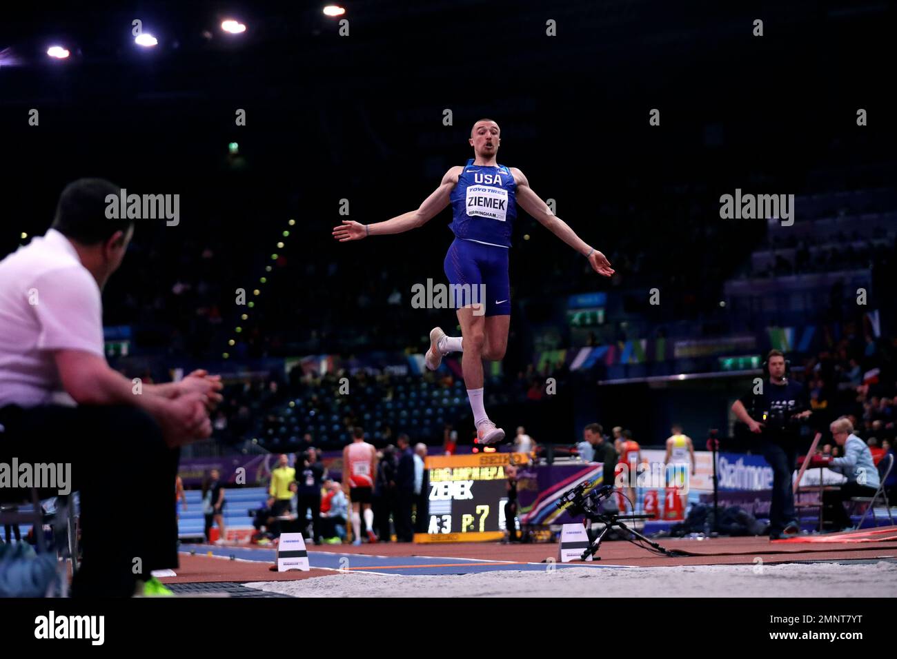 United States' Zachery Ziemek competes in the men's long jump of the ...