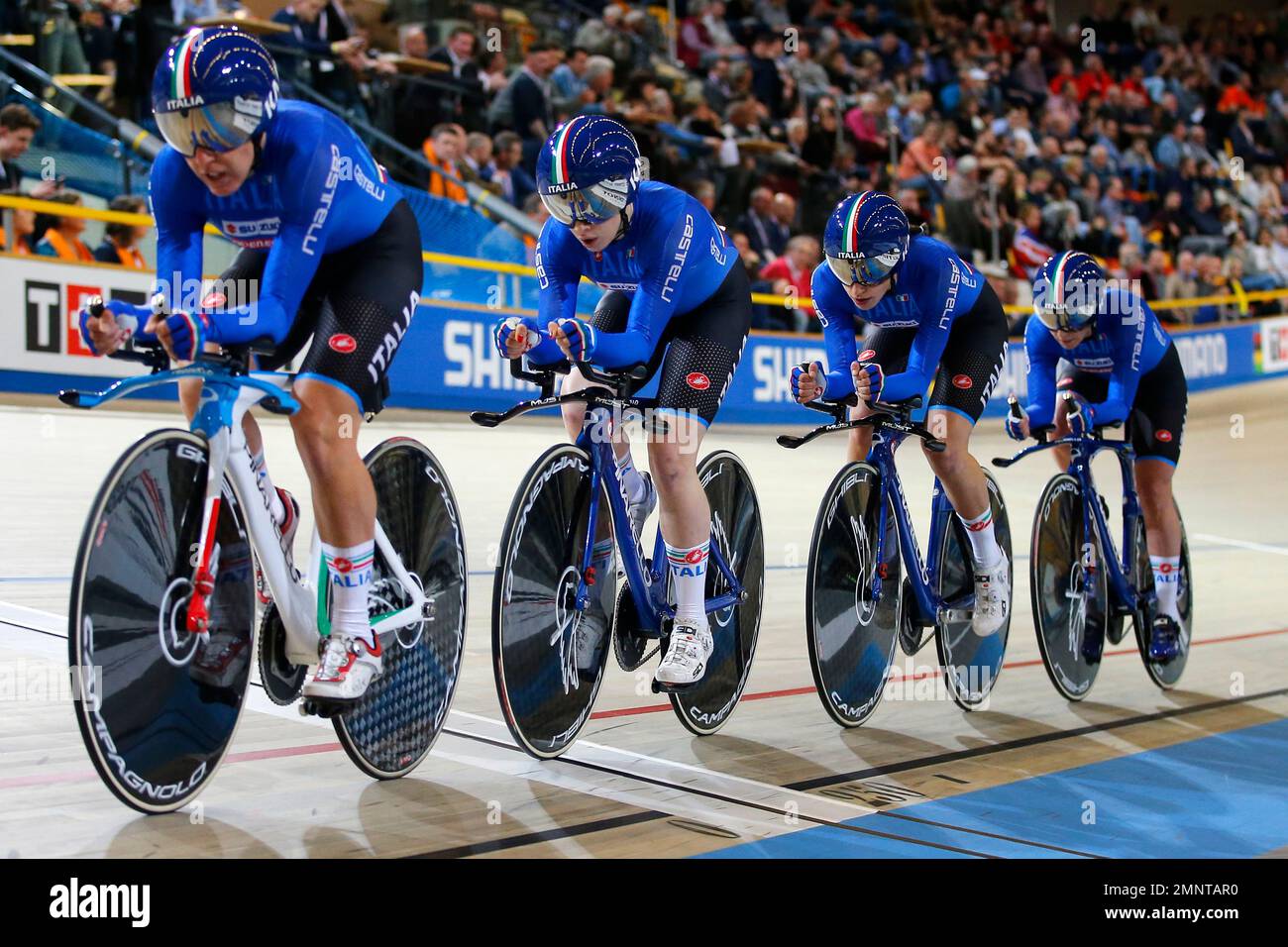 Bronze medalists team Italy competes in the women's team pursuit final ...