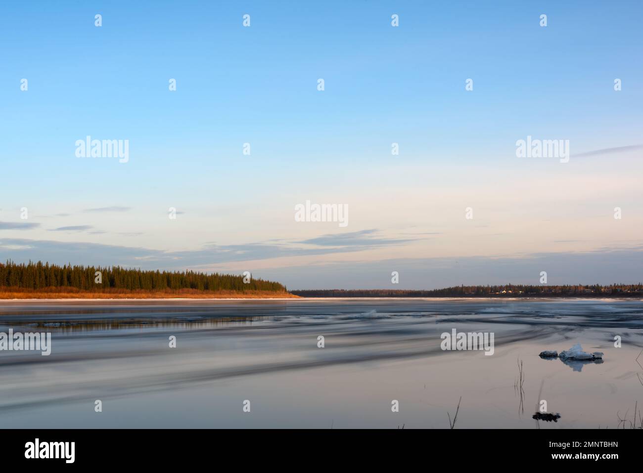 The movement of the flow of water with ice on the ice drift of the ...