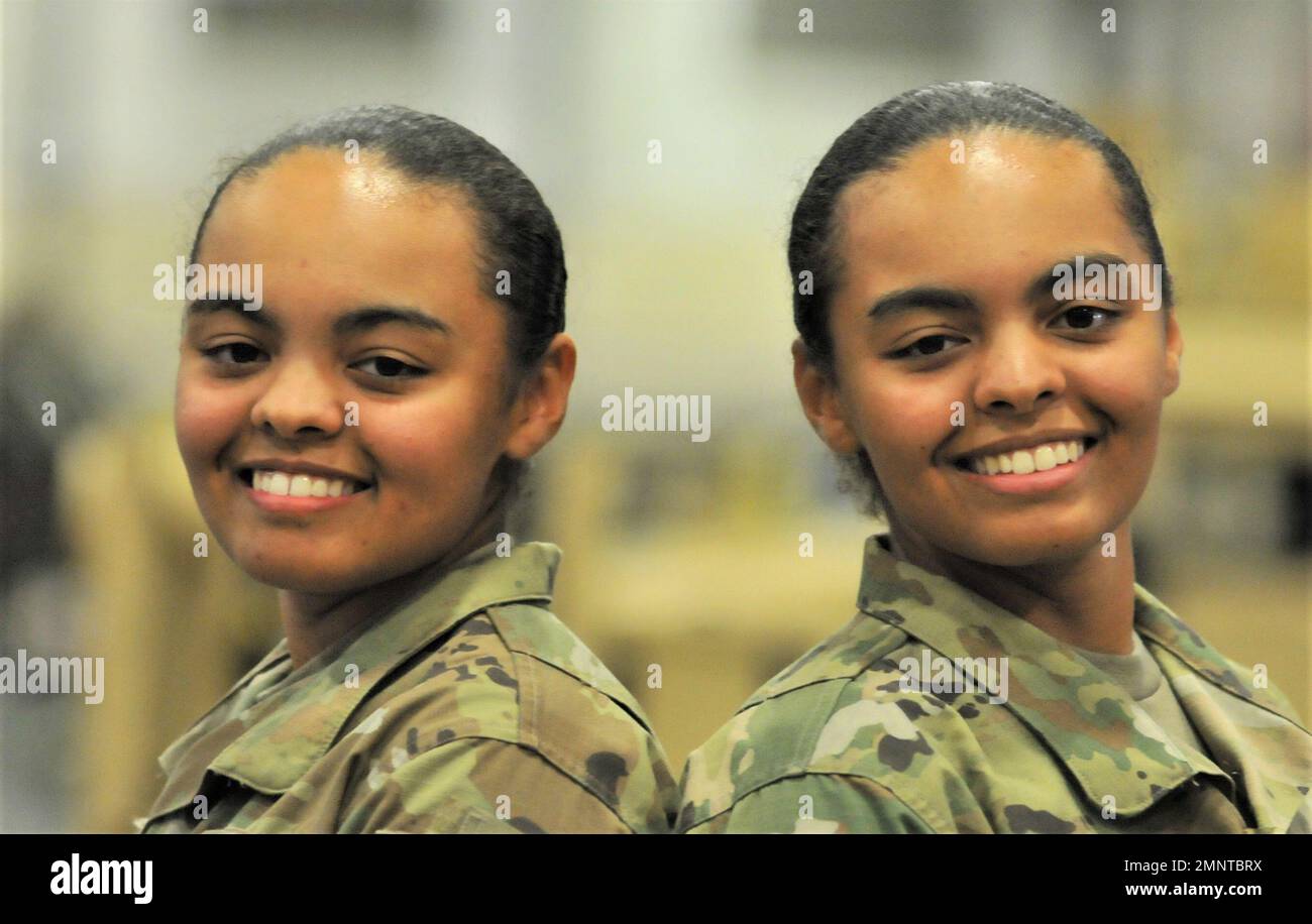 Pvt. Jaiden and Teagen Gregory pose for a photo in the shop training ...