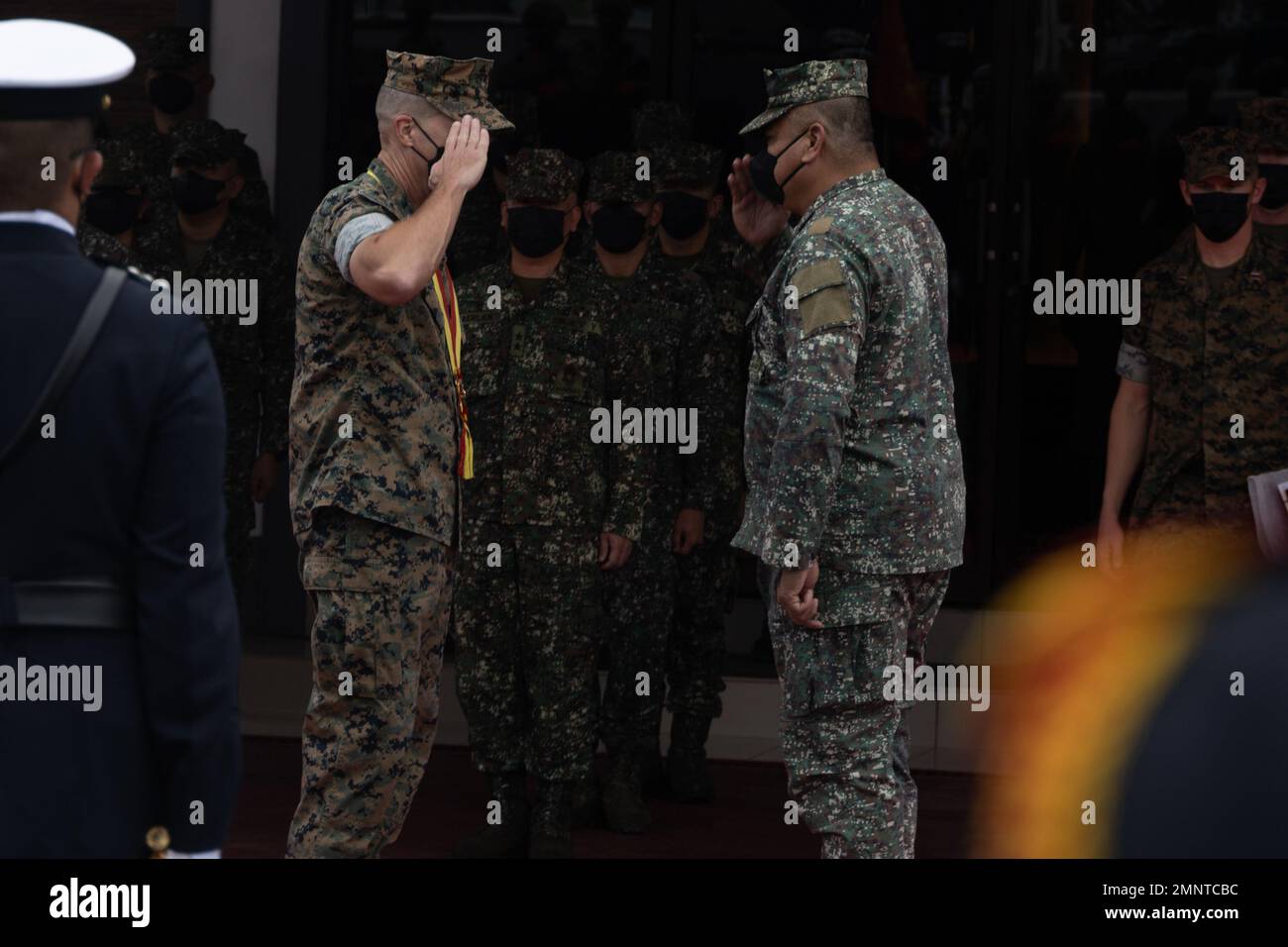 U.S. Marine Corps Maj. Gen. Jay Bargeron (left), commanding general of ...