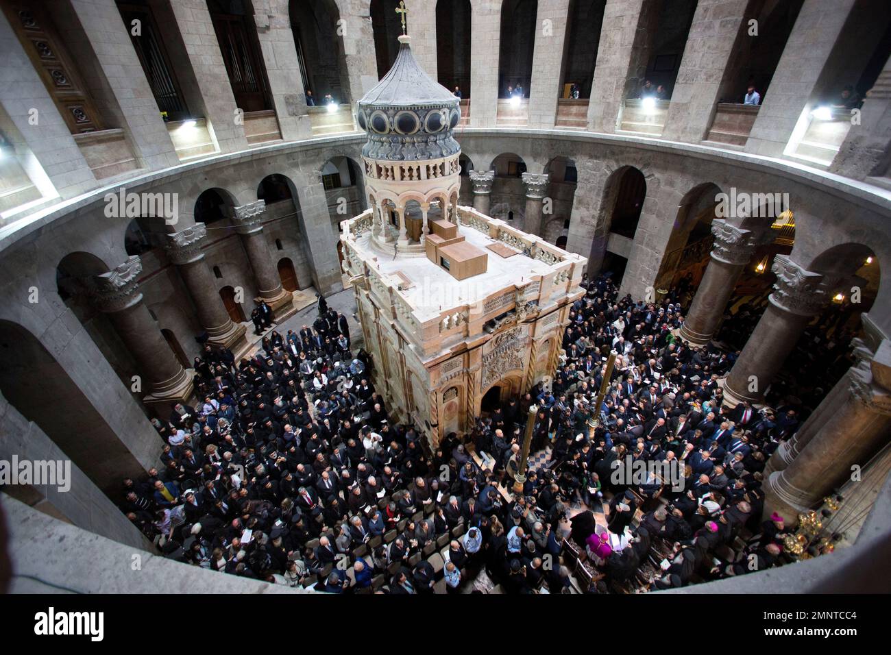 In this Wednesday, March 22, 2017 photo, the renovated Edicule is seen ...