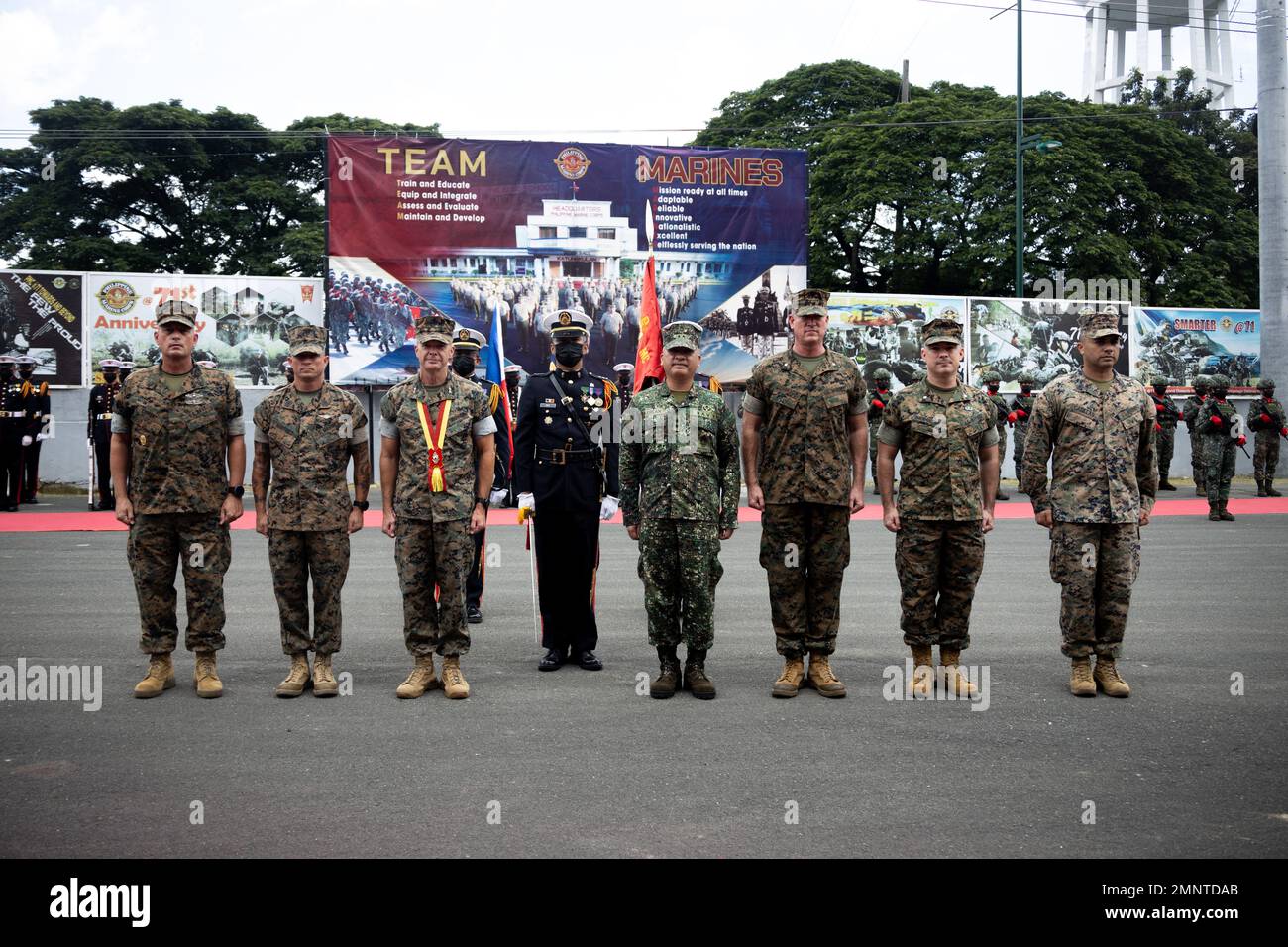 Philippine and U.S. Marine Corps leaders stand together during KAMANDAG ...