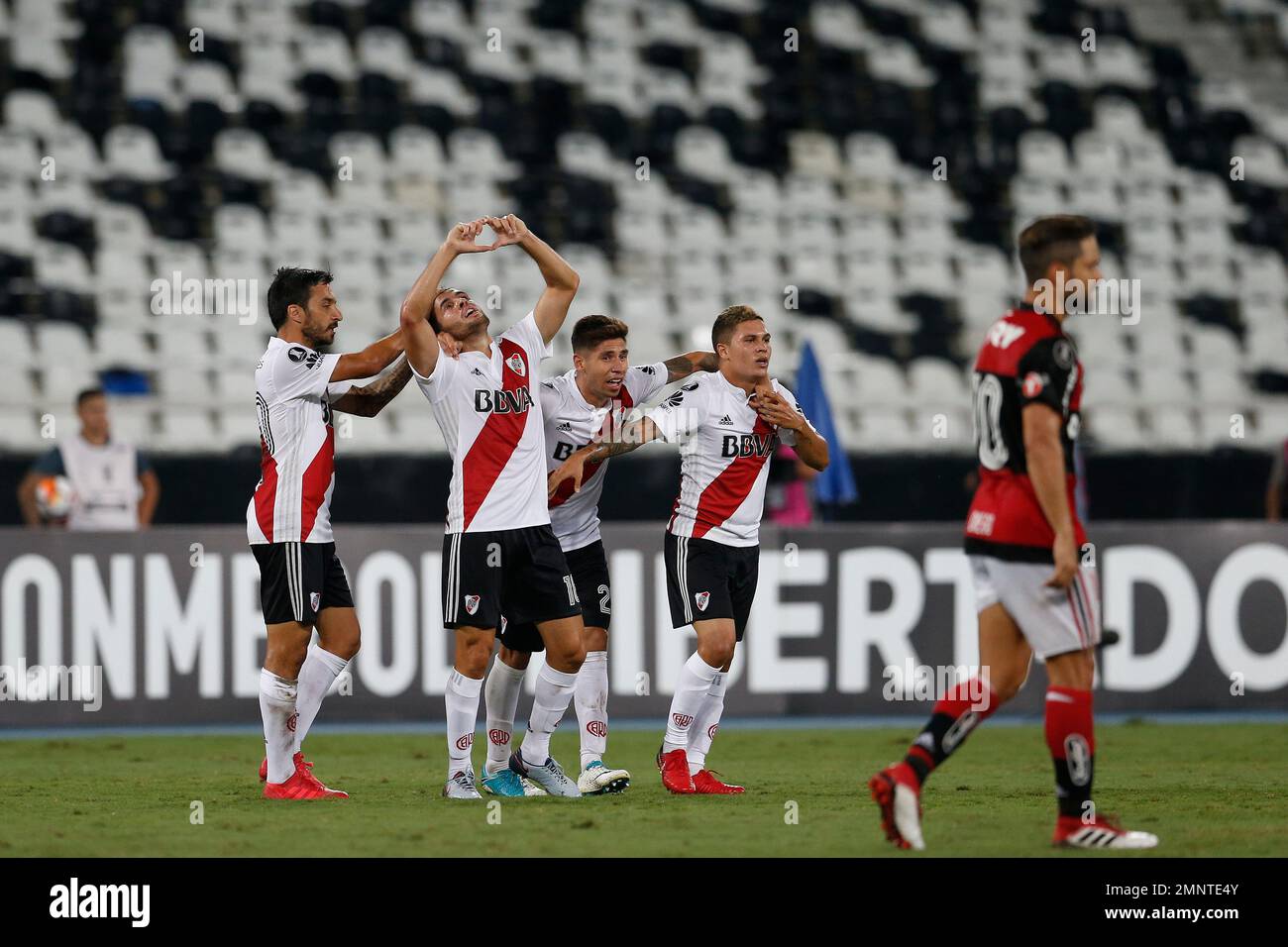 Camilo Mayada of Argentina's River Plate, second from left, celebrates ...