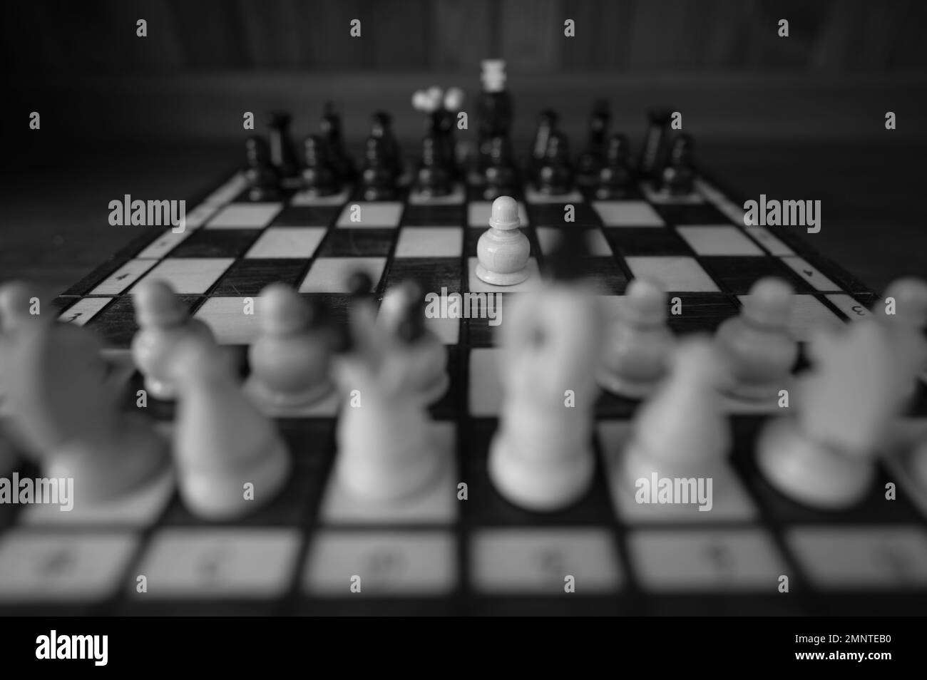 Blurred black and white background with a low depth of focus. The set ...