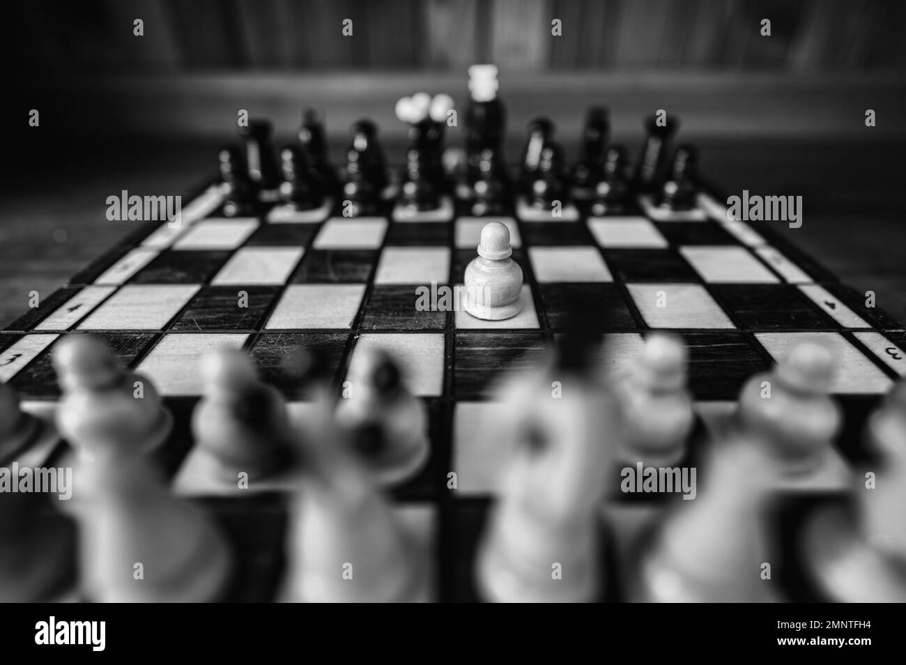 Blurred black and white background with a low depth of focus. The set ...