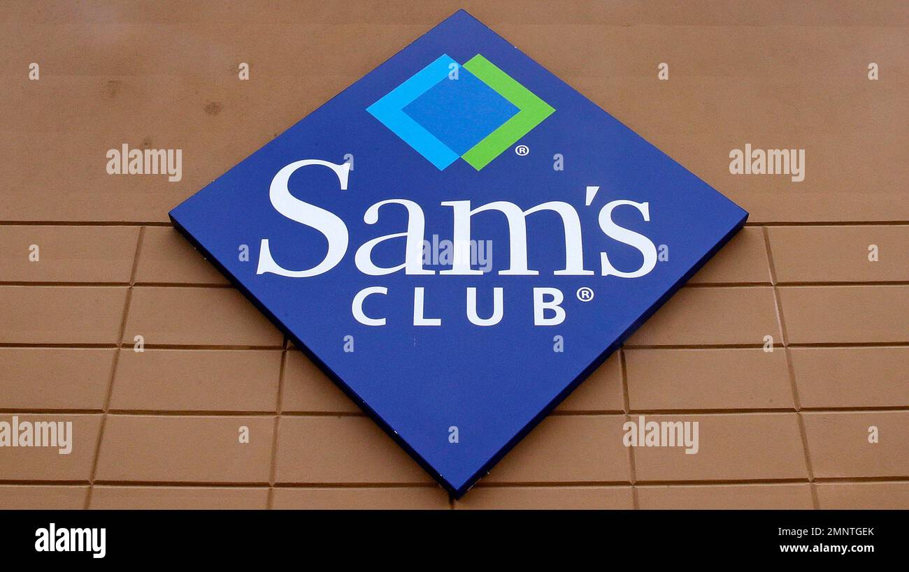 The company logo of Sam's Club is seen on the facade of a store in ...