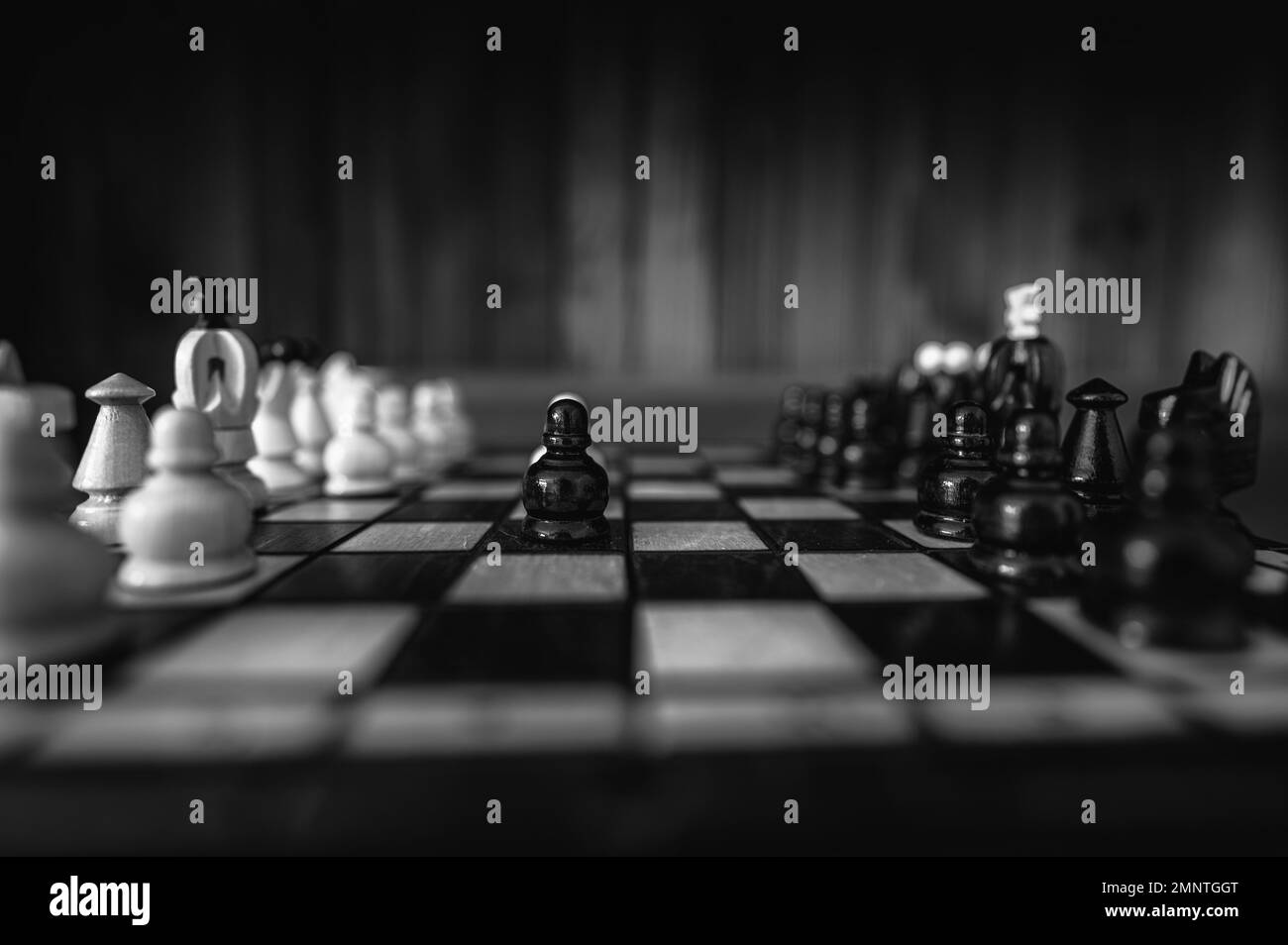 Blurred black and white background with a low depth of focus. The set ...