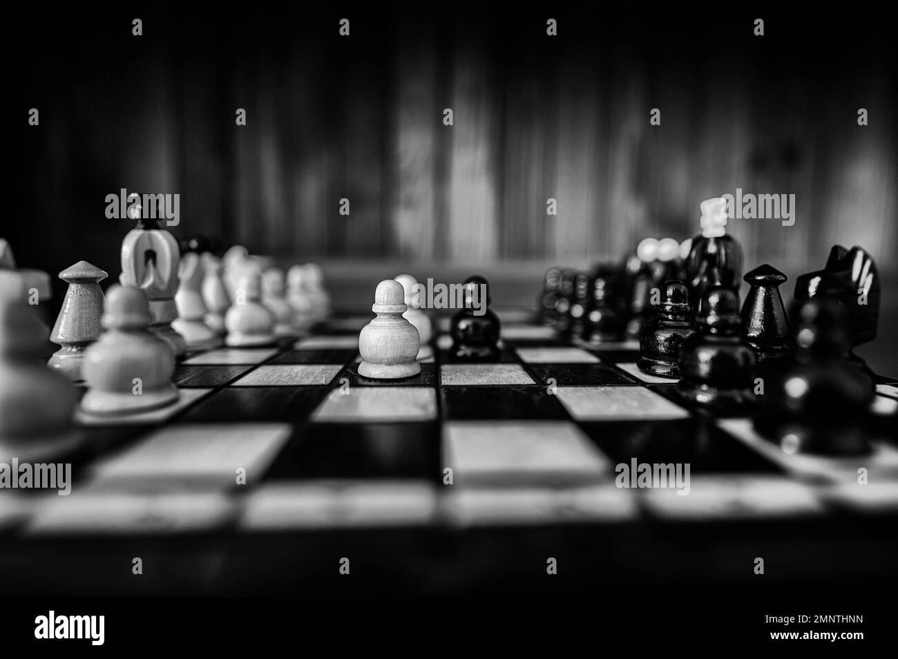 Blurred black and white background with a low depth of focus. The set ...