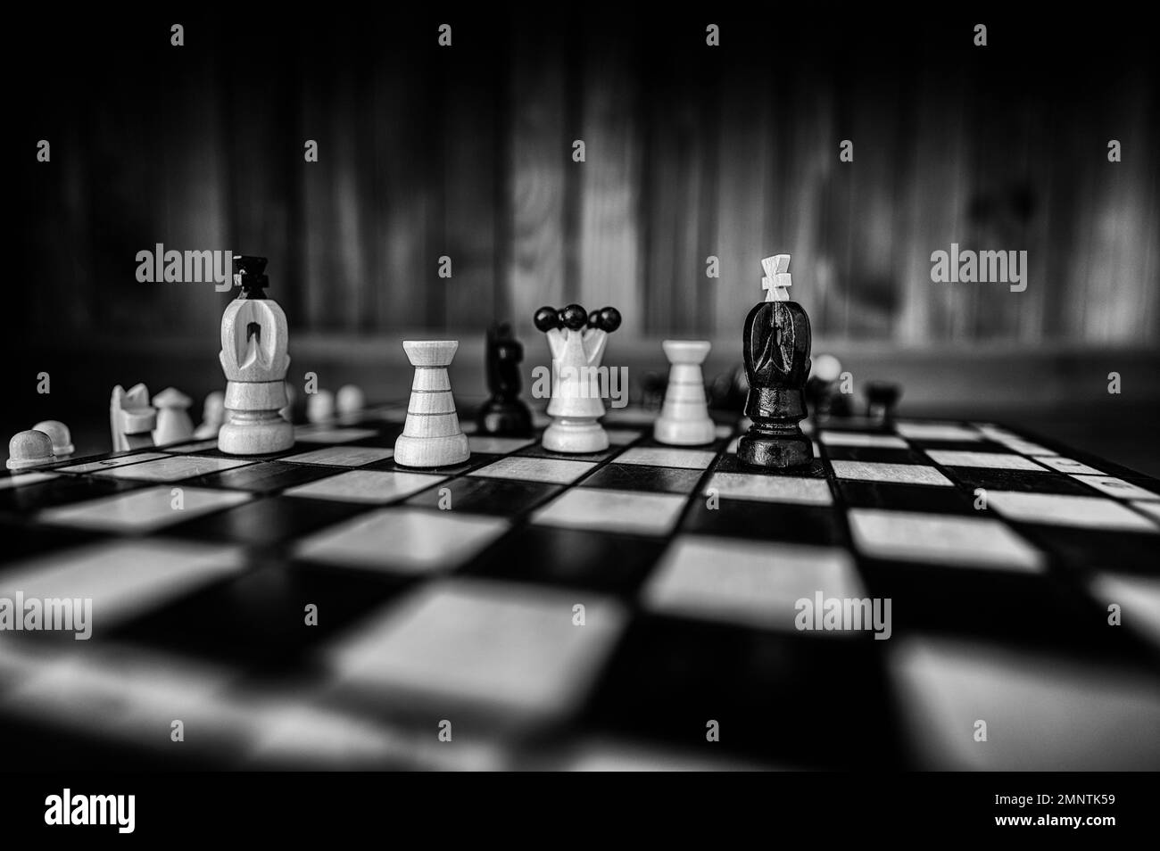 Blurred black and white background with a low depth of focus. The set ...