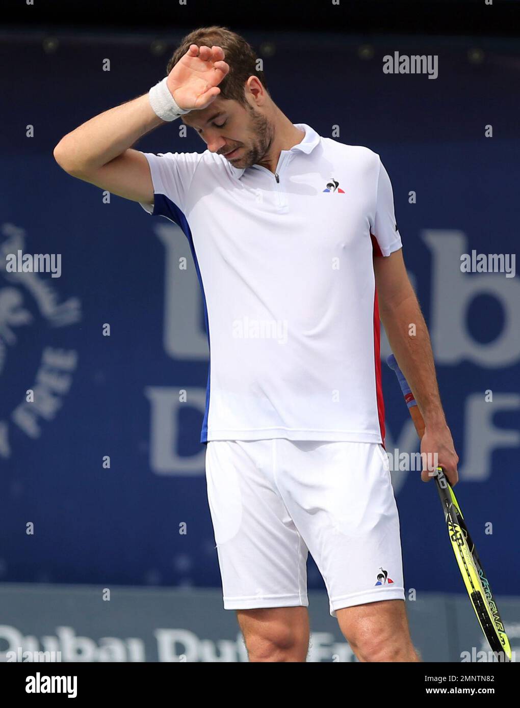 Richard Gasquet of France reacts in a match against Borna Coric of ...