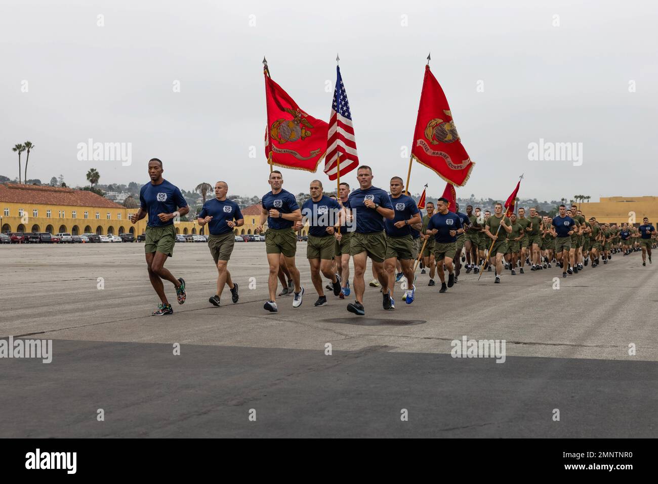 U.S. Marines with Lima Company 3rd Recruit Training Battalion, lead a ...
