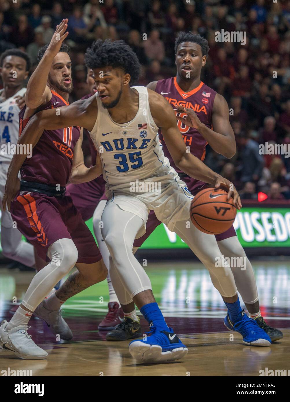 Duke forward Marvin Bagley III (35) drives against Virginia Tech guards ...