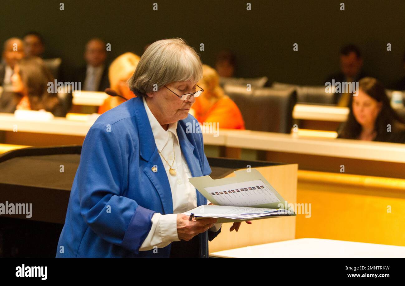 Gun lobbyist Marion Hammer returns to her seat after speaking in the ...