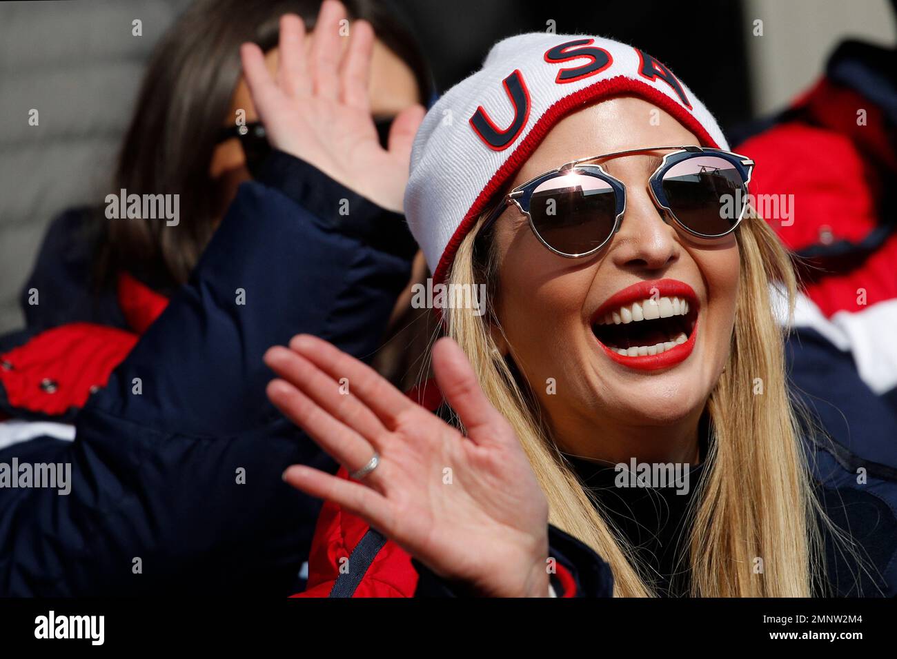 Ivanka Trump waves while watching the third heat of the four-man ...