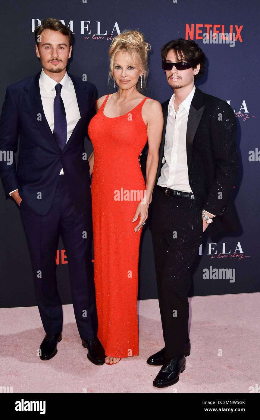 Brandon Thomas Lee, from left, Pamela Anderson and Dylan Jagger Lee ...