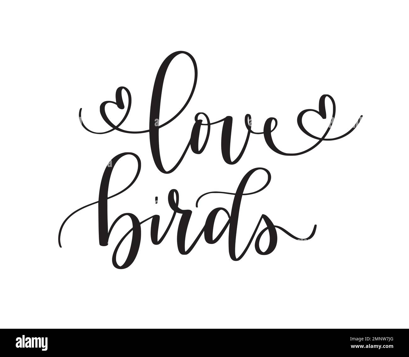 Love birds. Cute modern calligraphy romantic doodle Stock Vector Image ...