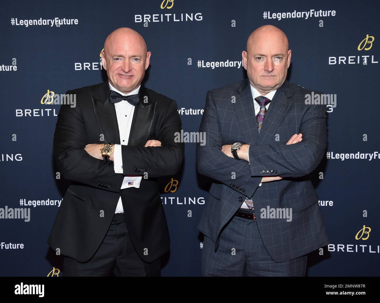 Astronauts Mark Kelly, left, and Scott Kelly attend the Breitling ...