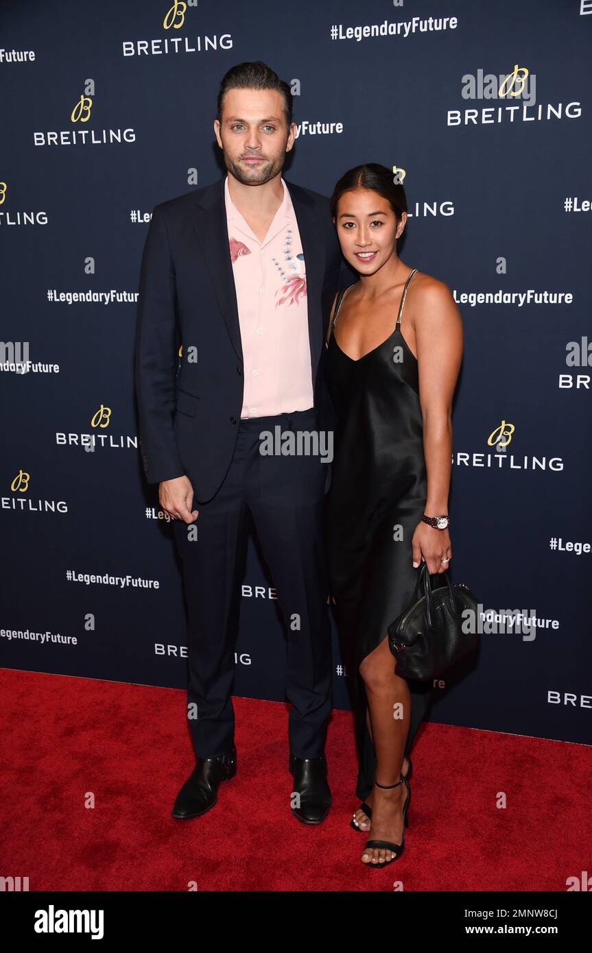 Joe Termini, left, and Kelia Moniz attend the Breitling Global Roadshow ...