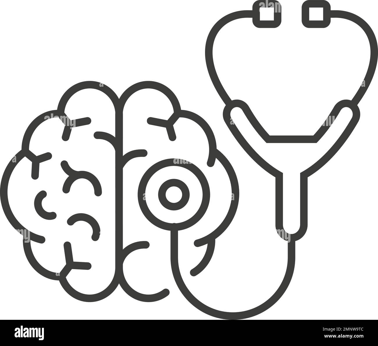 Brain stroke line icon on white background. Editable stroke Stock ...