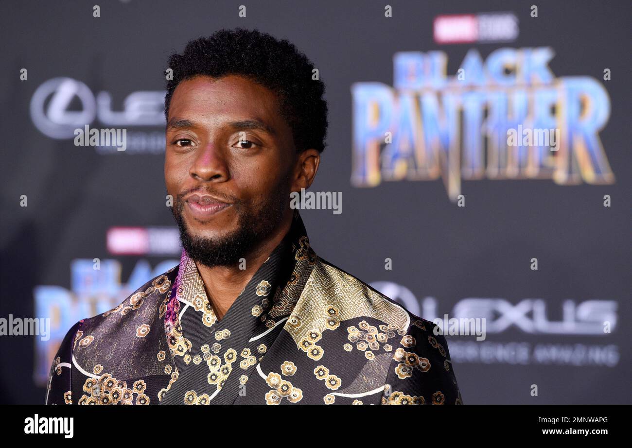 FILE - In this Jan. 29, 2018 file photo, Chadwick Boseman, a cast ...