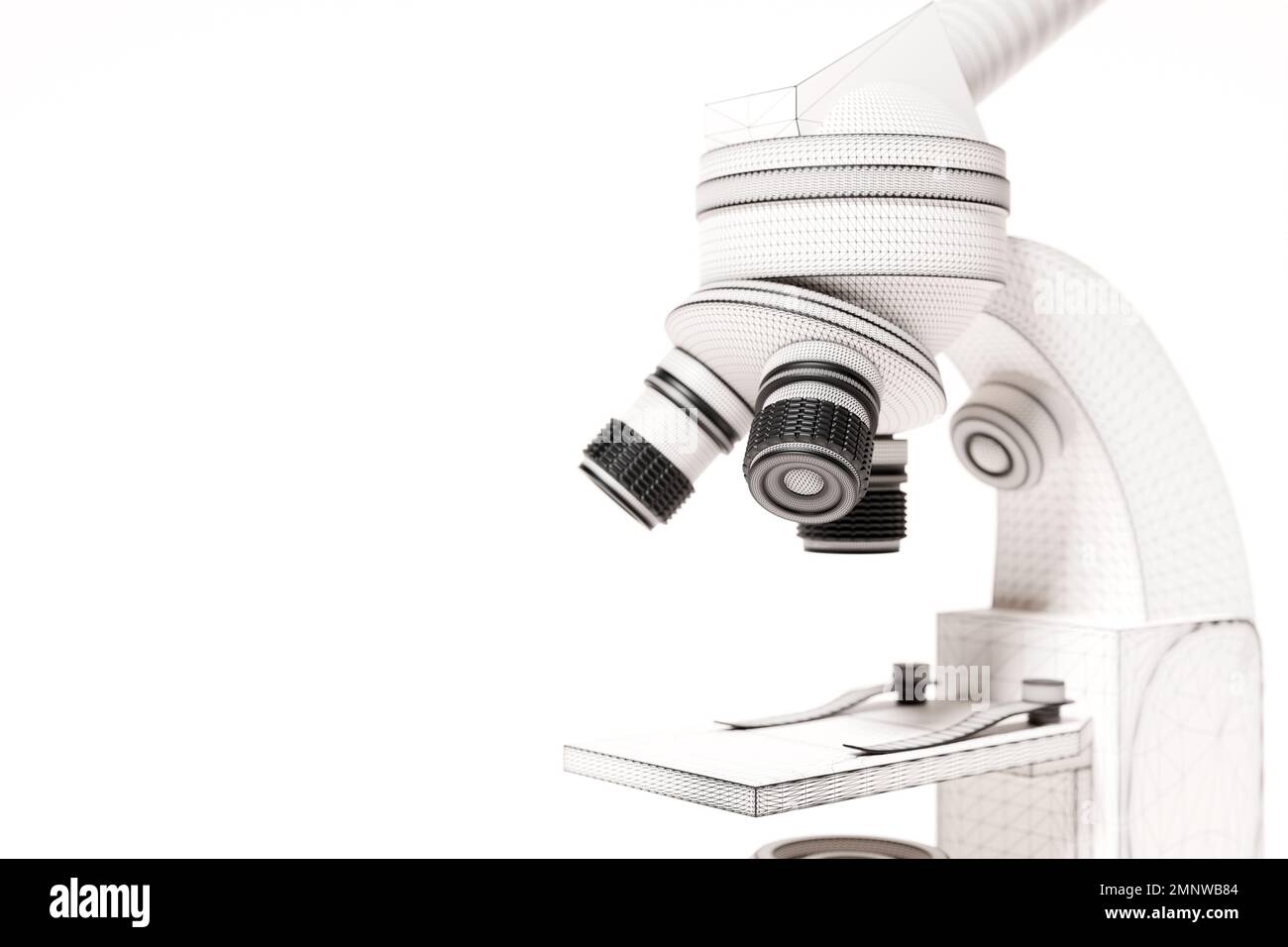 Realistic 3d microscope on white background, laboratory equipment ...