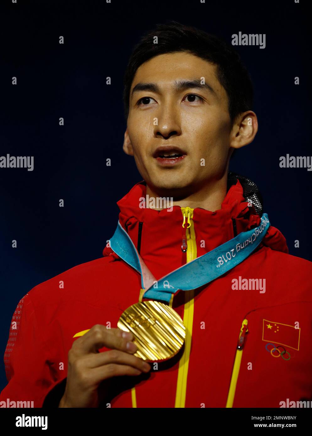 Gold medalist in the men's 500 meters short track speedskating Wu ...