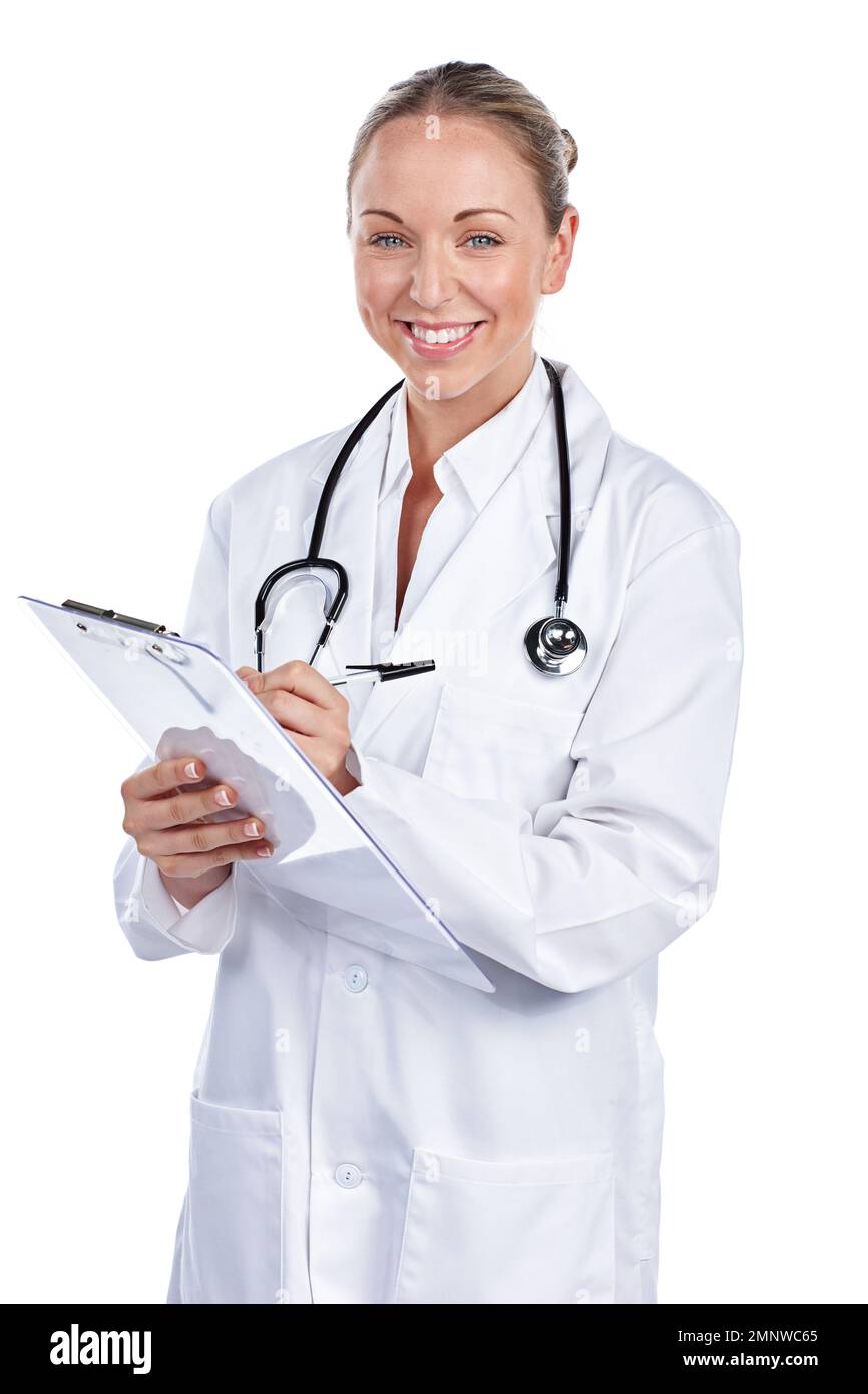 Let me just fill out your prescription. Cropped portrait of a female ...