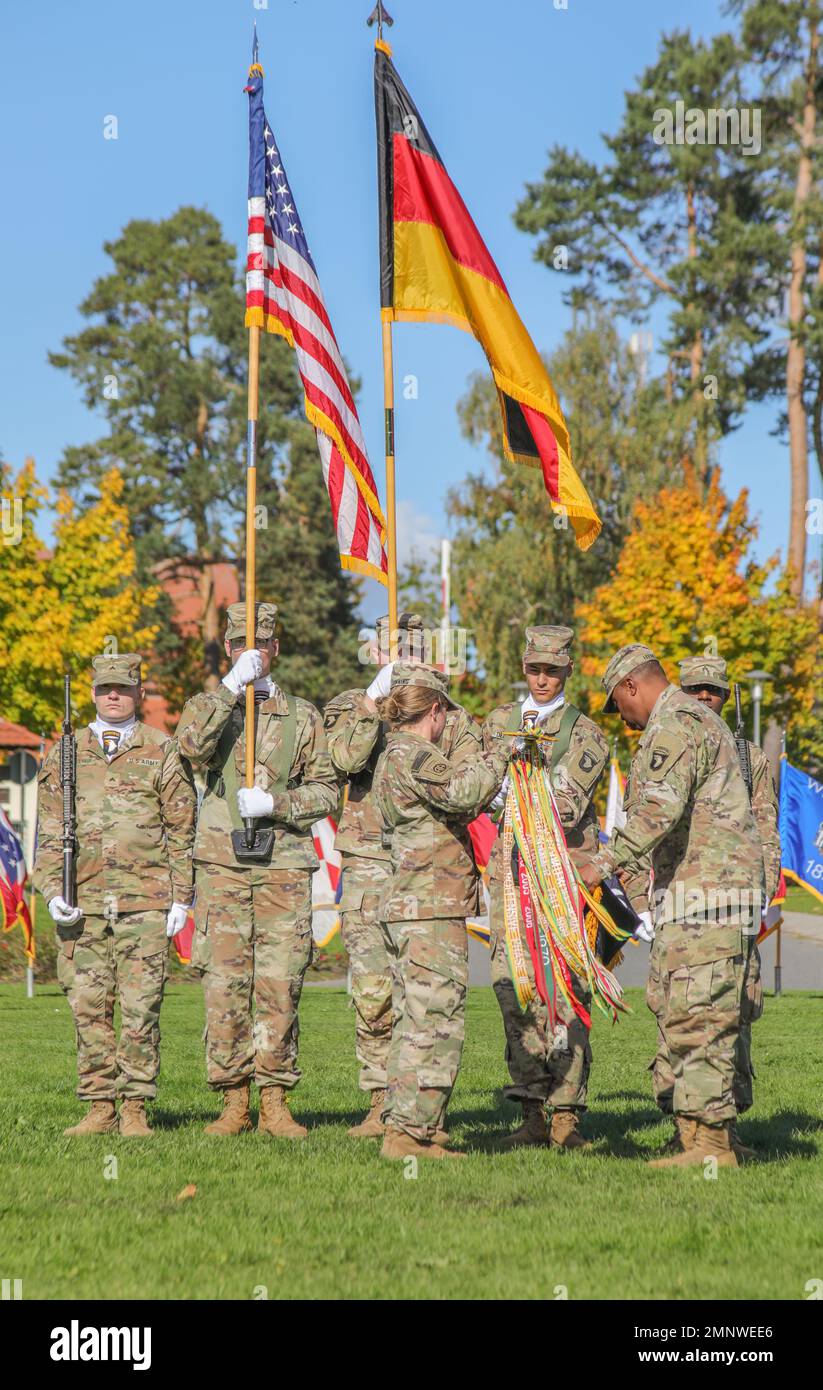 U.S. Army Col. Amy Downing, left, commander of the 101st Airborne ...