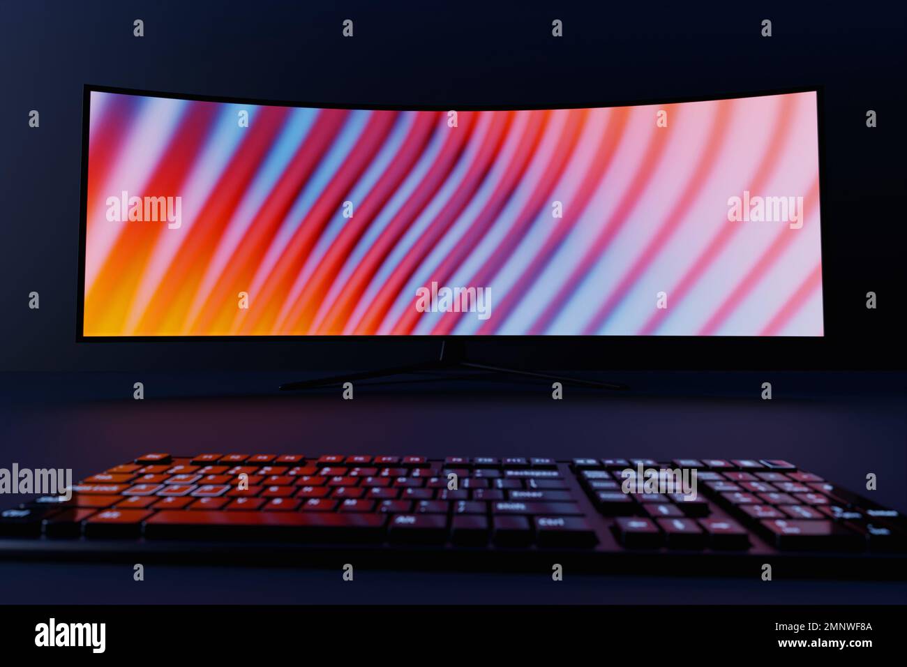 3d illustration, Powerful personal computer gamer with monitor. Cozy ...