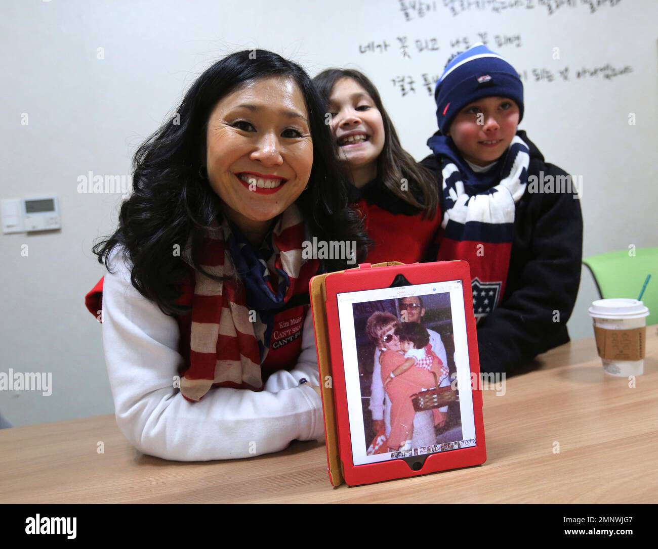 In this Thursday, Feb. 22, 2018, photo, Kim Muir, her son Vincenzo and ...