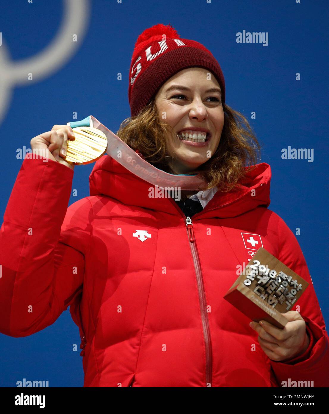 Gold medalist in the women's combined Michelle Gisin, of Switzerland ...