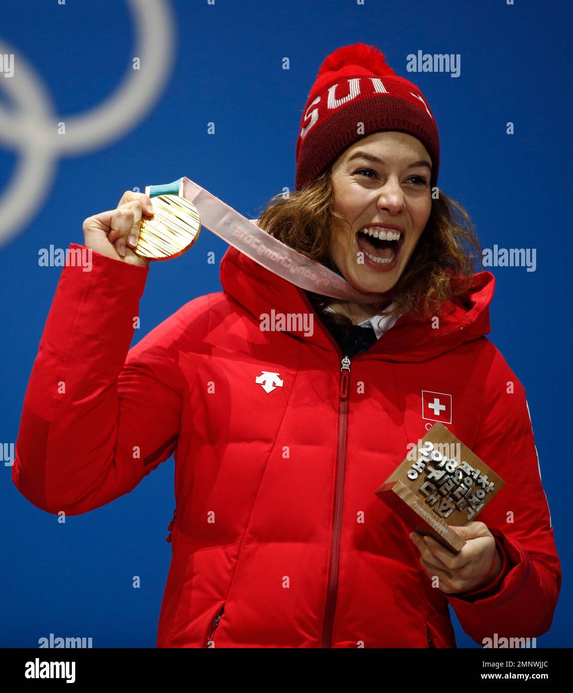 Gold medalist in the women's combined Michelle Gisin, of Switzerland ...