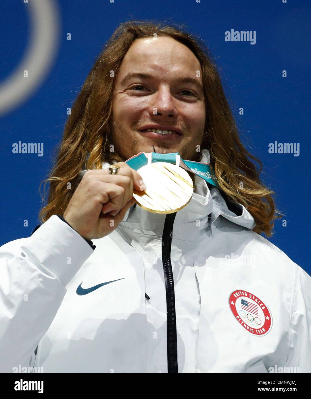 Gold medalist in the men's halfpipe David Wise, of the United States ...