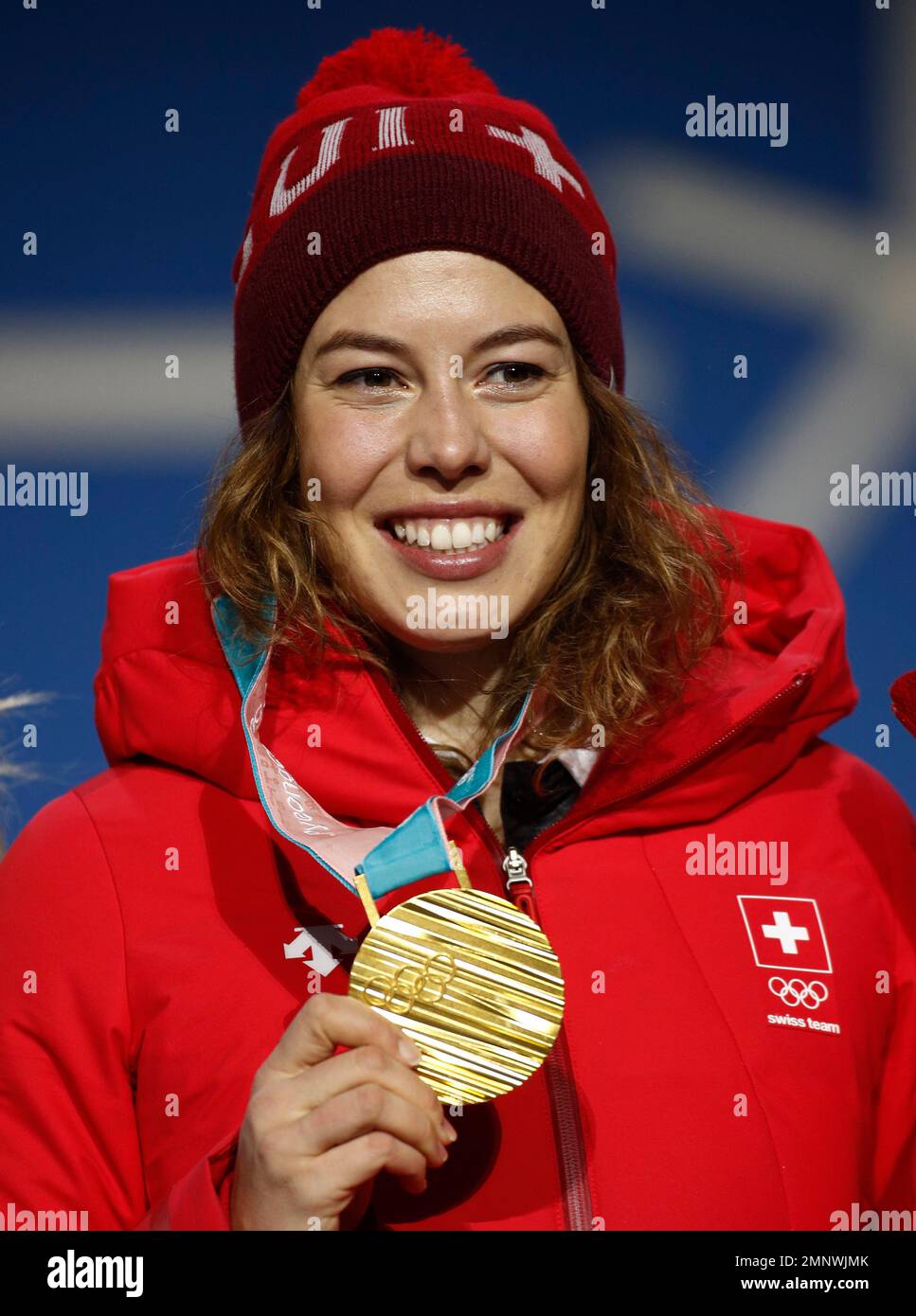 Gold medalist in the women's combined Michelle Gisin, of Switzerland ...
