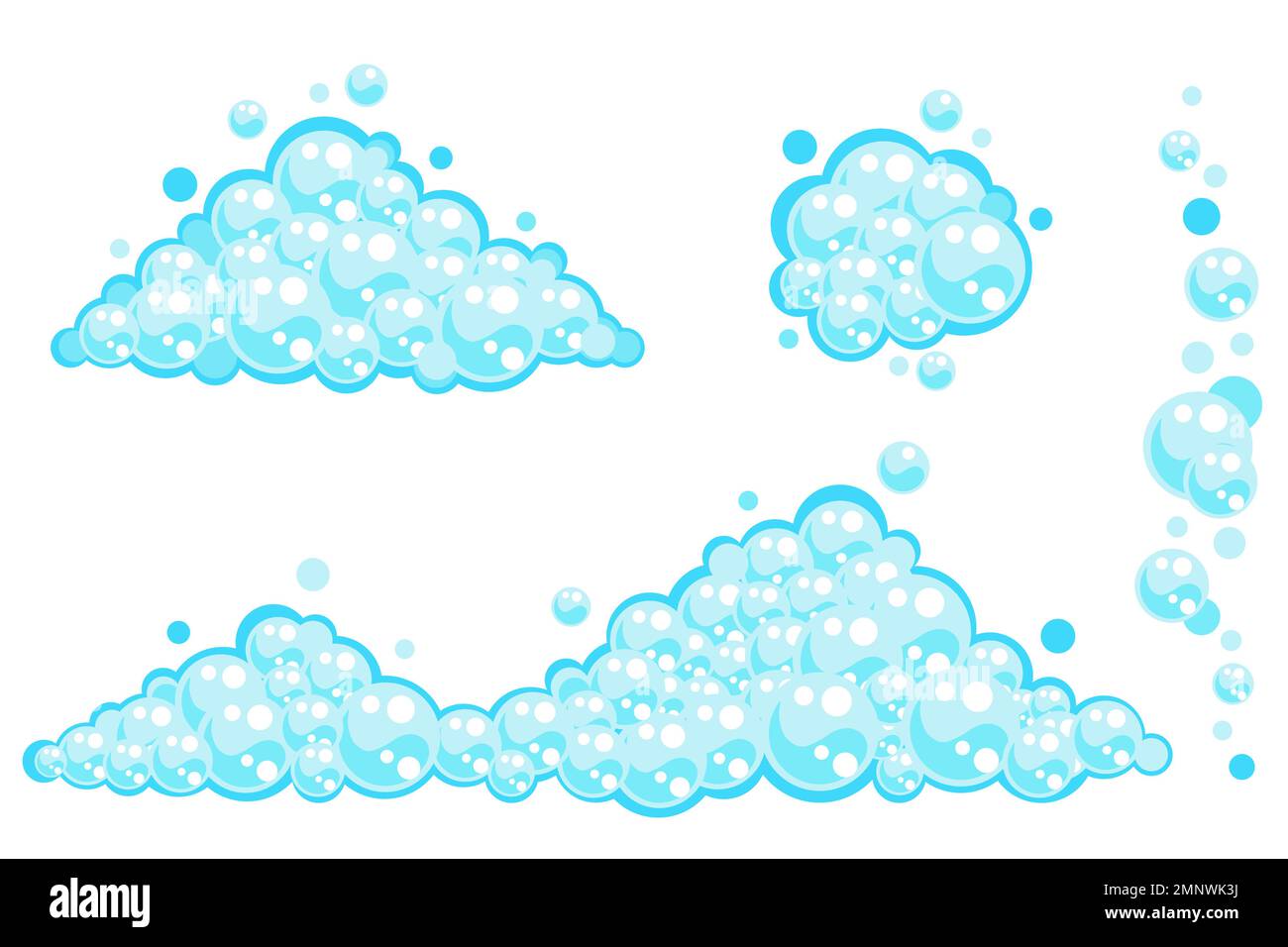 Soap Foam Set With Bubbles Carton Light Blue Suds Of Bath Water