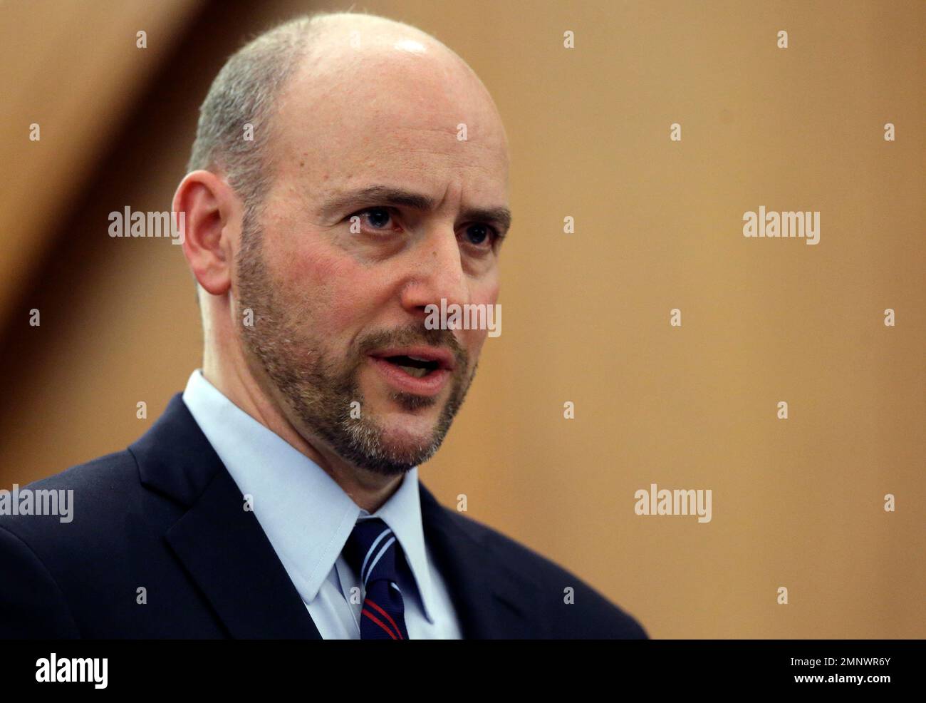 Andrew Lelling, U.S. attorney for Massachusetts, addresses an audience ...