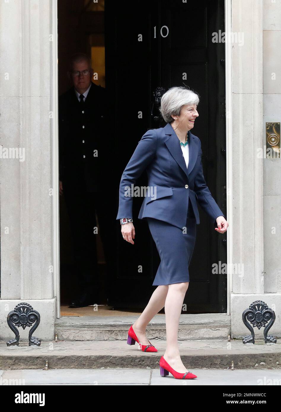 Britain's Prime Minister Theresa May walks out to meet Dutch Prime ...