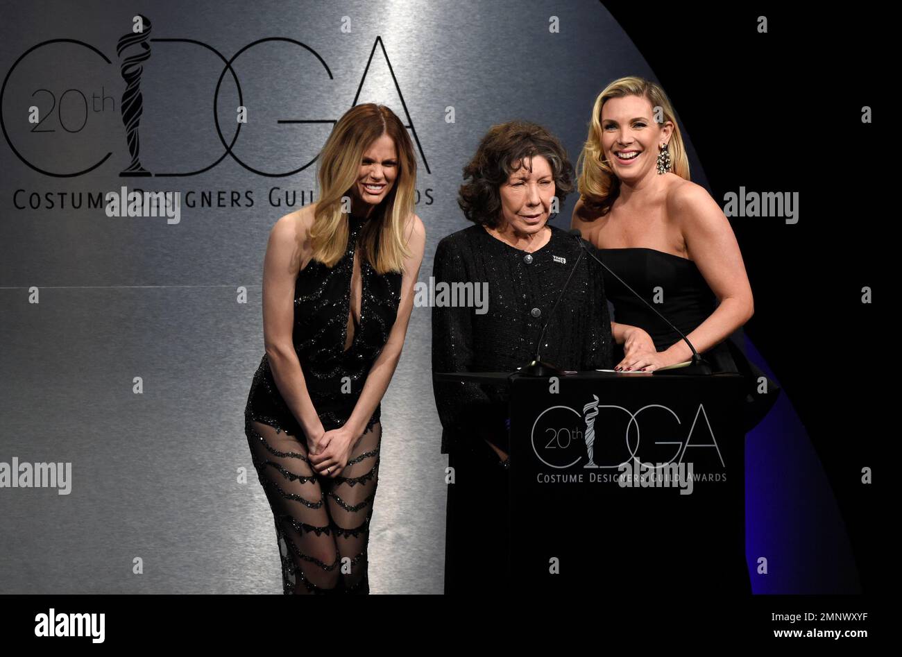 Brooklyn Decker, from left, Lily Tomlin and June Diane Raphael present ...