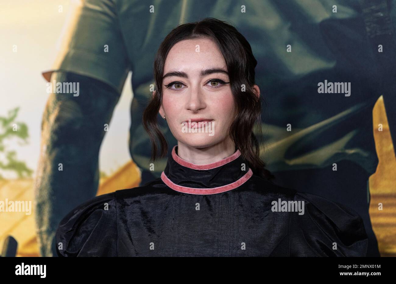 Abby Quinn wearing dress by Batsheva attends world premiere of Knock at the Cabin by Universal ...