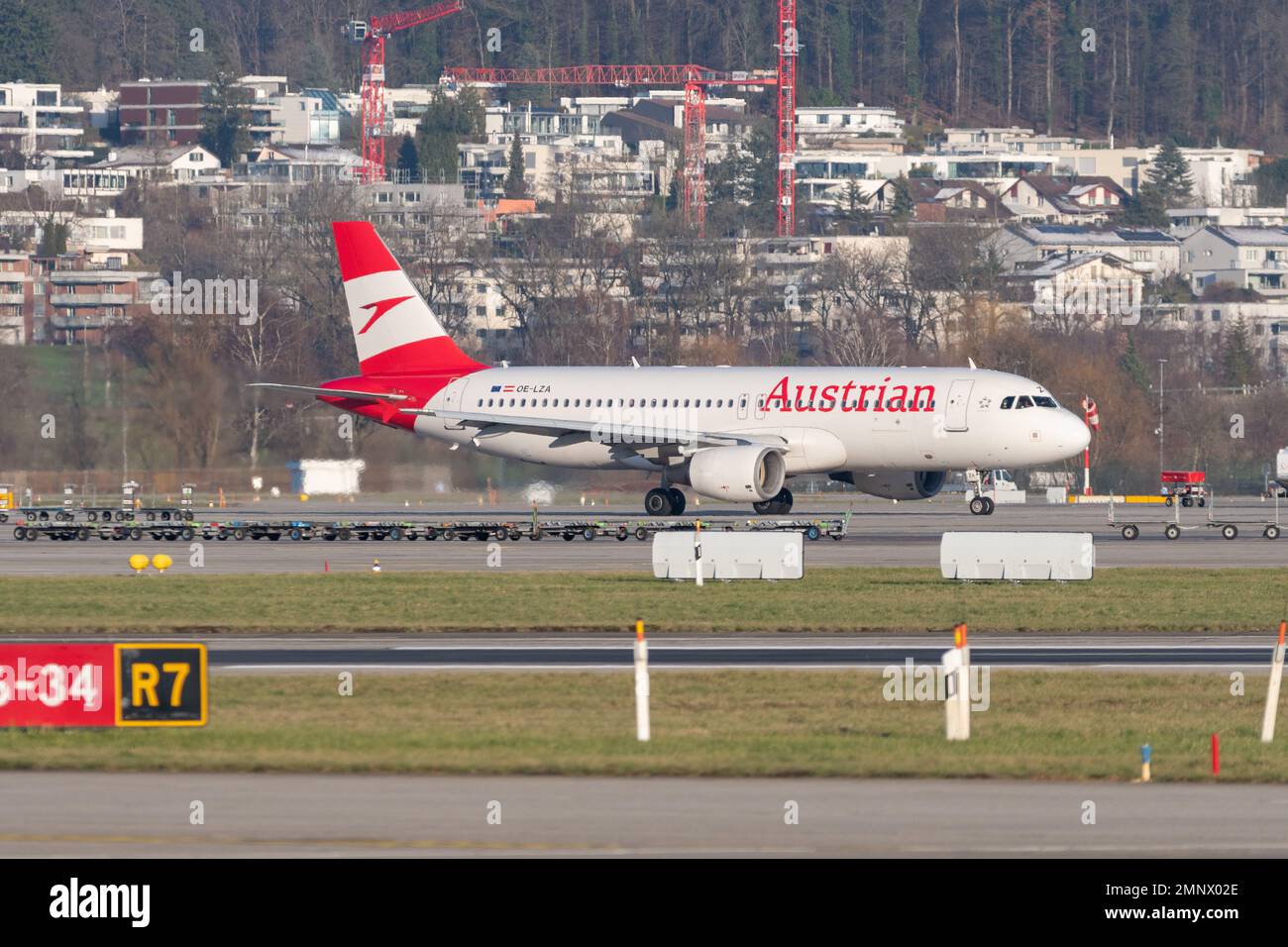 Zurich, Switzerland, January 19, 2023 Austrian airlines Airbus A320-214 ...