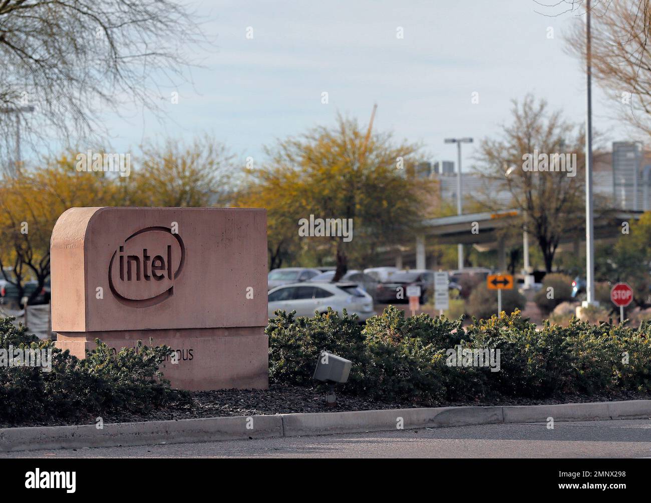 This Jan. 30, 2018, photo shows the entrance to an Intel fabrication ...