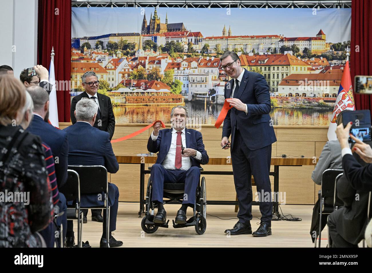 Belehrad, Srbsko. 30th Jan, 2023. Czech President Milos Zeman, left ...