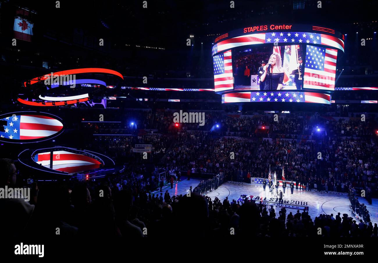 Singer Fergie sings the national anthem before an NBA All-Star ...