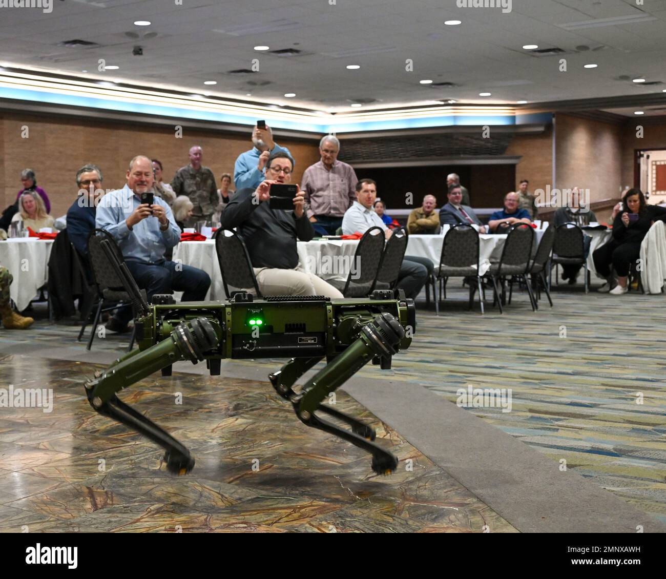 The 5th Civil Engineering Squadron demonstrates the CBRN Robot dog at a ...