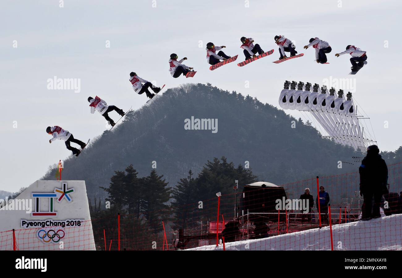 In this multiple exposure image Yuka Fujimori, of Japan, jumps during ...