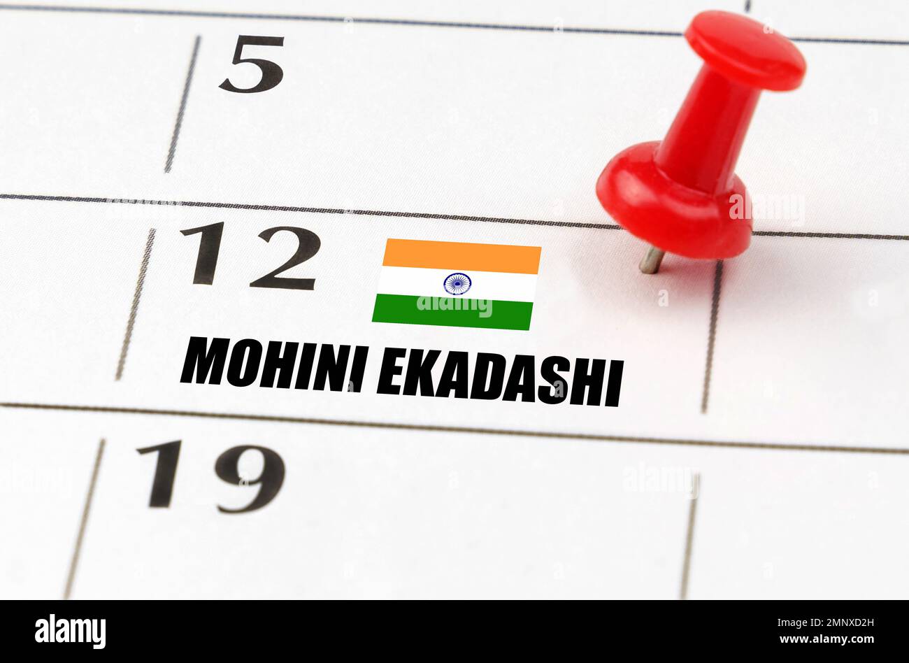 National holidays. On the calendar grid, the date and name of the ...